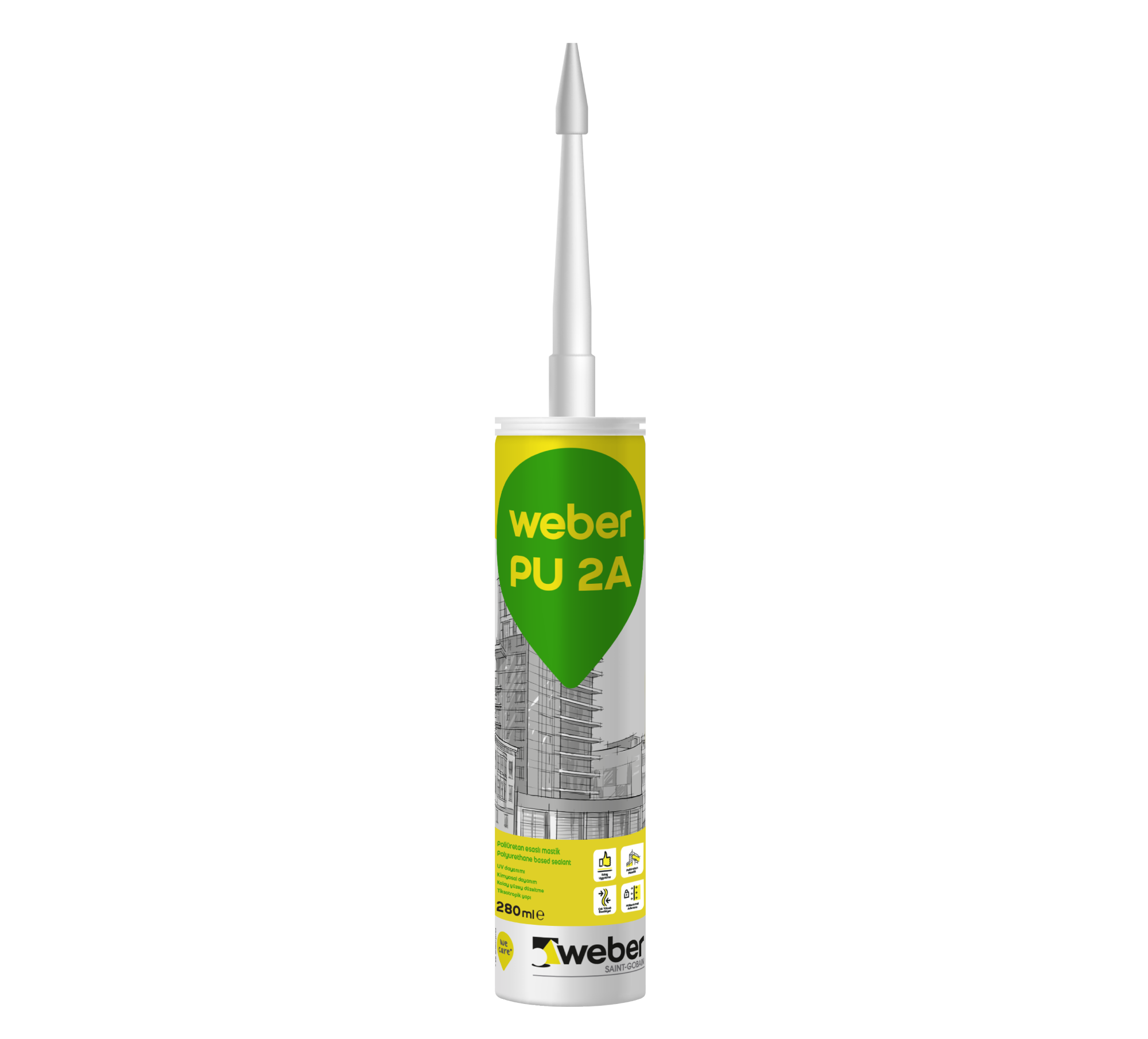 Glue-sealan gray WEBER PU 2A GREY (based on polyurethane) (280 ml)
