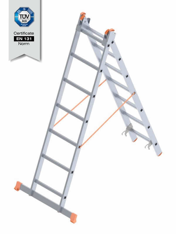 Aluminum two-section step-ladder 2x7 steps (Type A) (7207-A)